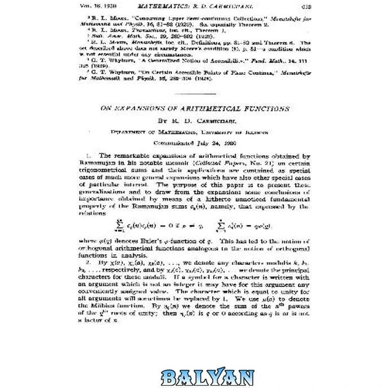 خرید و قیمت دانلود کتاب On Expansions Of Arithmetical Functions ترب