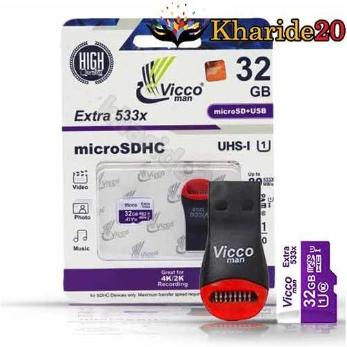 خرید و قیمت قیمت عمده رم میکرو 32 گیگابایت Vicco 533X U1 80MB/s همراه رم ریدر | ترب