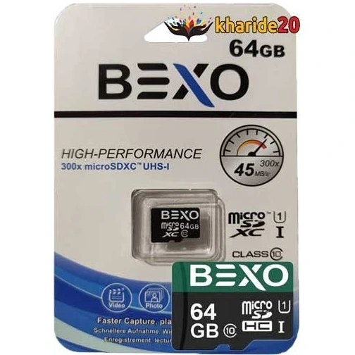 خرید و قیمت قیمت خریدعمده رم میکرو 64 گیگ BEXO 45MB 300X U1 C10 گارانتی آواتک | ترب