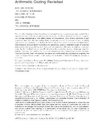 خرید و قیمت دانلود کتاب Improved implementation of arithmetic coding | ترب