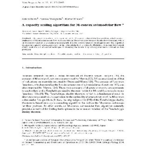 خرید و قیمت دانلود کتاب A capacity scaling algorithm for M-convex submodular flow | ترب
