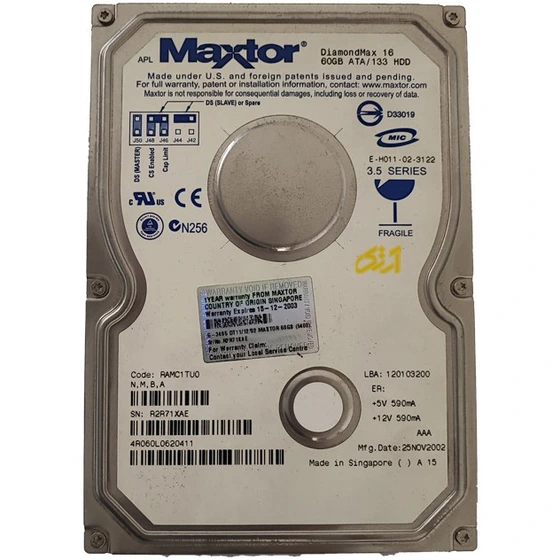خرید و قیمت هارد دیسک دست دوم ماکستور DiamondMax 16 ظرفیت ۶۰ گیگابایت ...