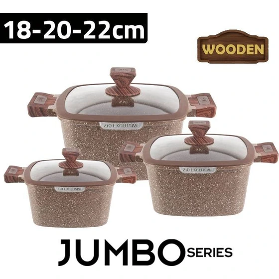 خرید و قیمت سرویس قابلمه گرانیتی زیو 6 پارچه سایز 22 طرح جامبو / jumbo series zio z-8350-22 | ترب