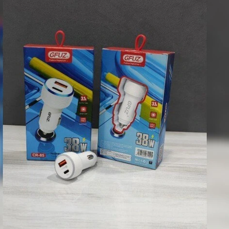 خرید و قیمت شارژر فندکی GFUZ مدل CR85 توان 38w وات فست شارژ دو پورت پورت PD و USB | ترب