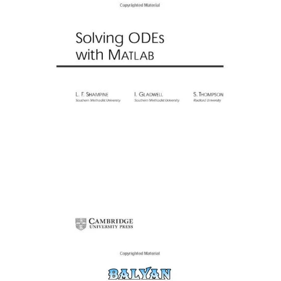 خرید و قیمت دانلود کتاب Solving ODEs with MATLAB. Shampine Gladwell Thompson | ترب