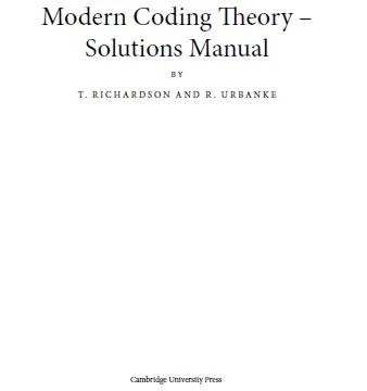خرید و قیمت دانلود کتاب [Soultion Manual] Modern Coding Theory BY Richardson - Pdf | ترب