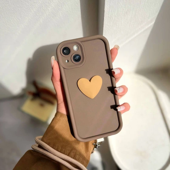 خرید و قیمت قاب قلب مدل Brown Heart همراه با بند مناسب برای گوشی آیفون