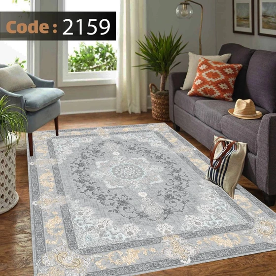 خرید و قیمت کاورفرش روفرشی دورکشدار گوشه لیفه ای طوسی کرم کد 2159 - 12 ...