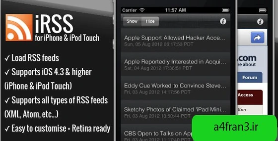 خرید و قیمت دانلود سورس اپلیکیشن iRSS – for iPhone – A simple RSS Reader | ترب