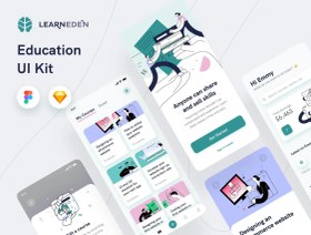 خرید و قیمت دانلود پروژه لایه باز یو آی کیت Learn Eden Education App UI Kit | ترب