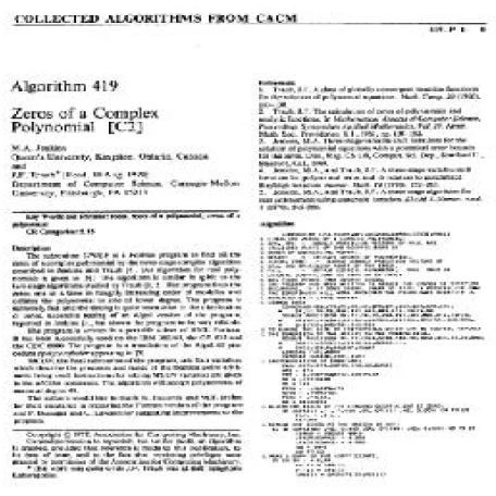 خرید و قیمت دانلود کتاب Algorithm 419: Zeros of a complex polynomial | ترب