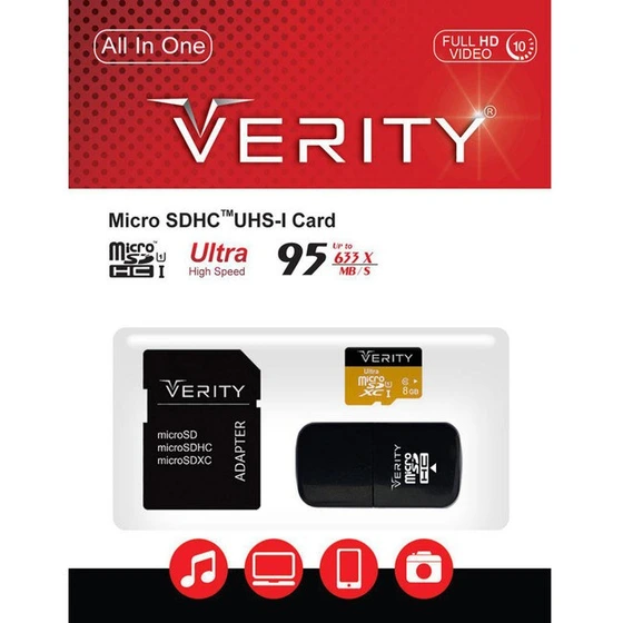 خرید و قیمت رم Verity All In One Micro Class 10 U1 95MB/S 8GB | ترب