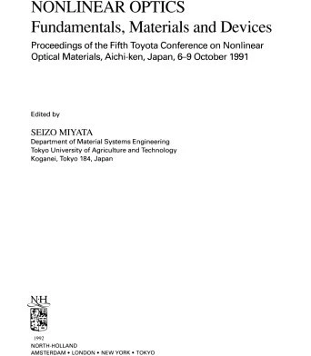 خرید و قیمت دانلود کتاب Nonlinear Optics. Fundamentals, Materials and Devices 1992 | ترب