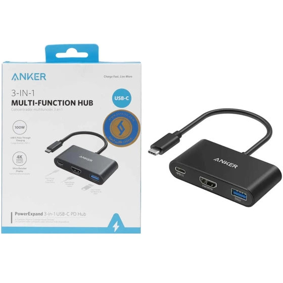 خرید و قیمت هاب 3 پورت ANKER USB-C مدل A8339 - خاکستری | ترب