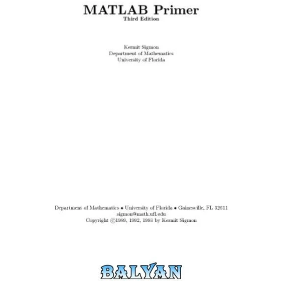 خرید و قیمت دانلود کتاب Matlab Primer | ترب