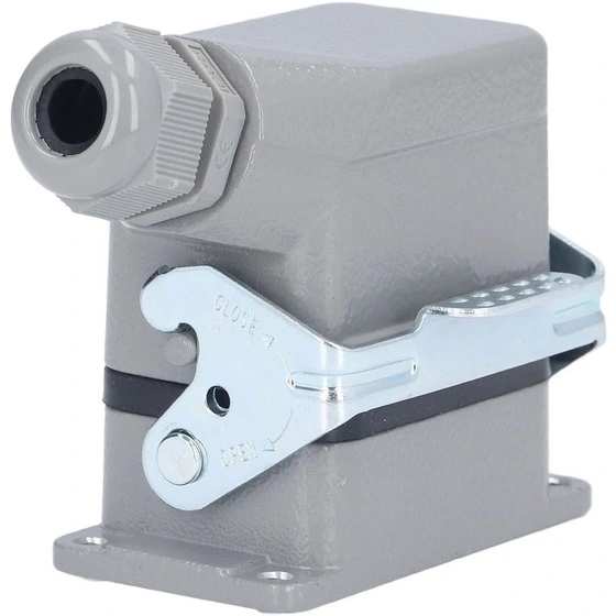 خرید و قیمت کانکتور فرمان فلزی 6 پین 16 آمپر به همراه گلند فلزی مدل HDC-HE-006-1 | ترب