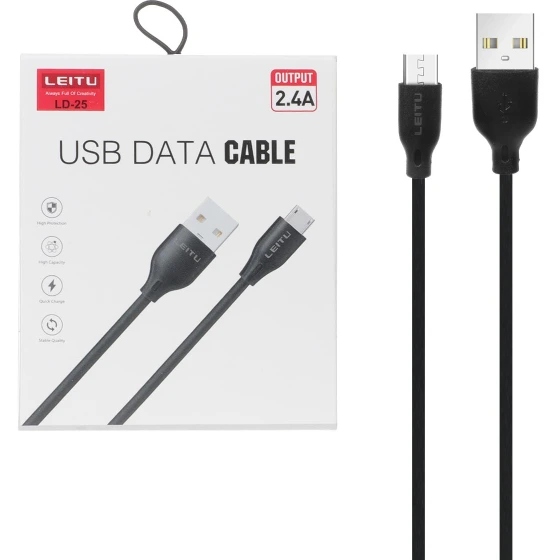 خرید و قیمت کابل شارژ فست اندروید LEITU مدل LD-25 - مشکی | ترب