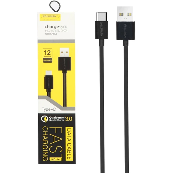 خرید و قیمت کابل شارژ Koluman Type-C مدل KD-14 – مشکی – DST | ترب