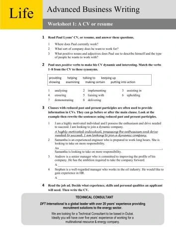 خرید و قیمت دانلود کتاب Life Advanced. Business Writing Worksheets With ...