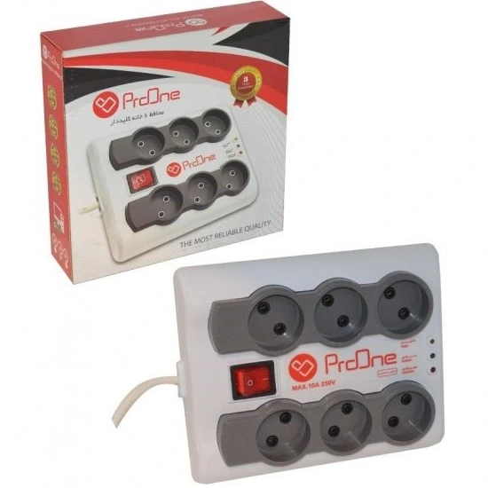 خرید و قیمت محافظ برق کامپیوتر ProOne مدل 6 خانه 1.5 متری PPS610 | ترب