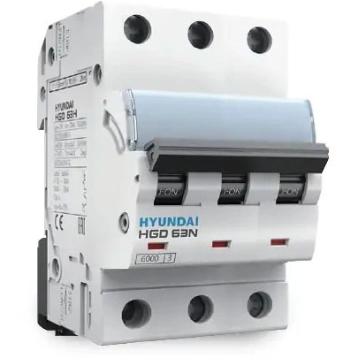 خرید و قیمت کلید مینیاتوری، 3 پل، 3 فاز 16 آمپر، 6 کیلو آمپر، هیوندای سری HGD 63N | ترب