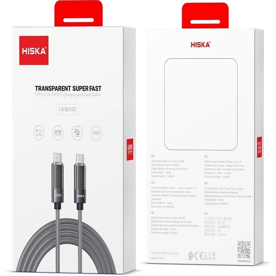 خرید و قیمت کابل دو سر Type-C هیسکا مدل LX-821 CC طول ۱ متر | ترب