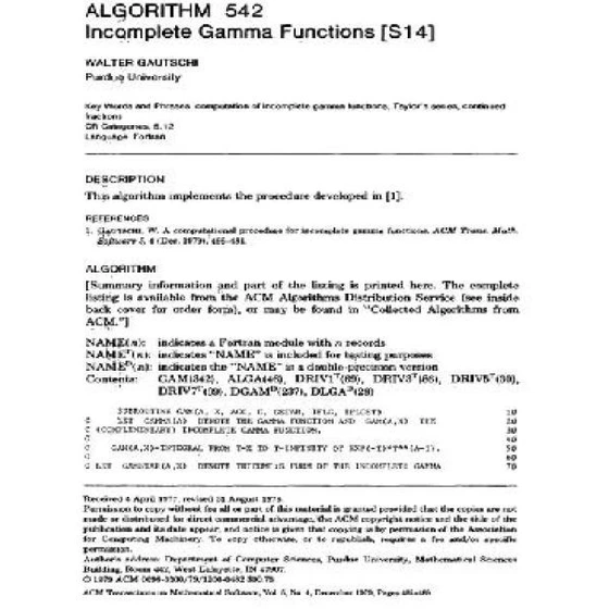 خرید و قیمت دانلود کتاب Algorithm 542 Incomplete Gamma Function ترب