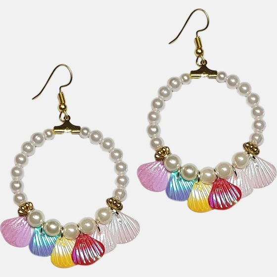 خرید و قیمت گوشواره حلقه ای صدف رنگین کمان مدل ERSDF | ترب