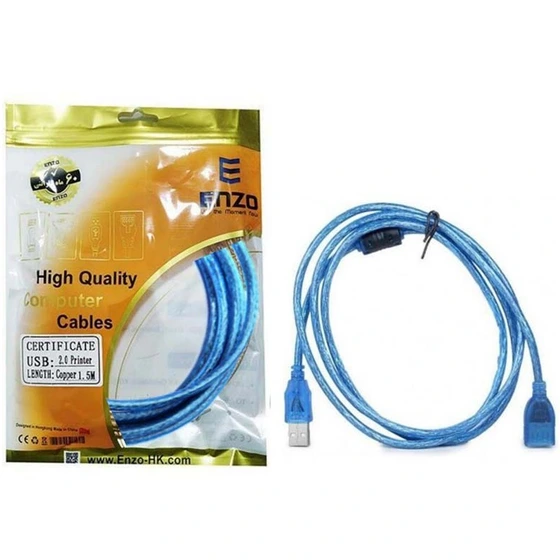 خرید و قیمت کابل افزایش طول 1.5 متری USB شیلددار آبی انزو ENZO | ترب