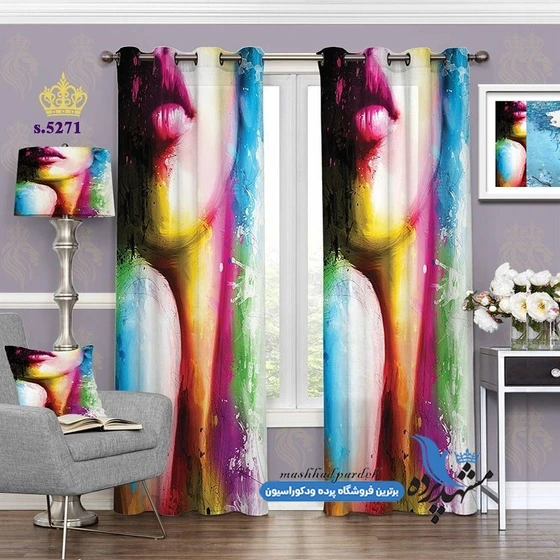 خرید و قیمت پرده پانچ چهره طرح رنگی کد s-5271 | ترب