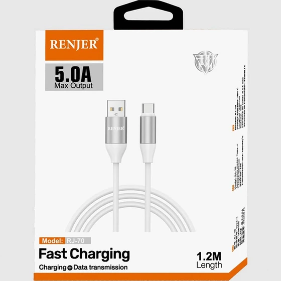 خرید و قیمت کابل توربو شارژ TYPE-C 1.2m 5A رنجر RENJER RJ-70 | ترب