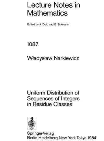 خرید و قیمت دانلود کتاب Uniform Distribution of Sequences of Integers in Residue Classes ویرایش ...