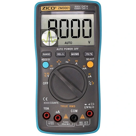 خرید و قیمت مولتی متر دیجیتالی اتو رنج زیکو Zico ZM-3001 Digital True RMS Multimeter | ترب