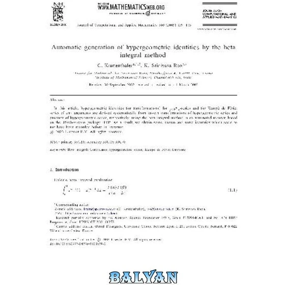 خرید و قیمت دانلود کتاب Automatic generation of hypergeometric ...