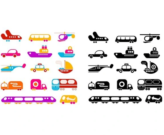 خرید و قیمت طرح لایه باز ست آیکون حمل و نقل Large set of Transportation ...