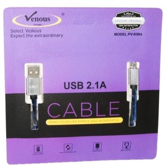 خرید و قیمت کابل شارژ اندروید ونوس Venous PV-K984 USB To microUSB Cable | ترب