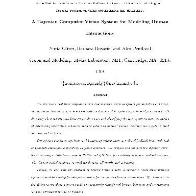 خرید و قیمت دانلود کتاب A Bayesian Computer Vision System for Modeling Human Interactions | ترب
