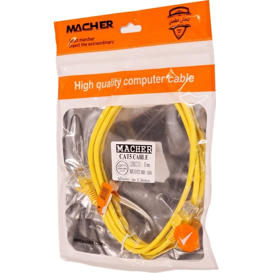 خرید و قیمت کابل شبکه CAT5 UTP متراژ 1 MACHER مدل MR106 ( رنگ زرد ) | ترب