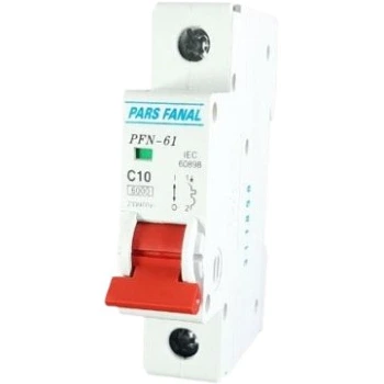 خرید و قیمت کلید مینیاتوری پارس فانال 1 پل 10 آمپر 6 کیلو آمپر PFN-61-C10 | ترب