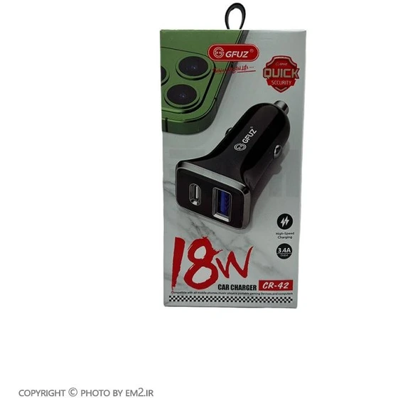 خرید و قیمت شارژر فندکی GFUZ مدل CR-42 همراه با کابل MicroUSB | ترب