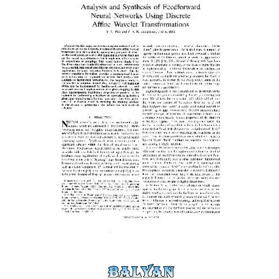 خرید و قیمت دانلود کتاب Analysis And Synthesis Of Feedforward Neural
