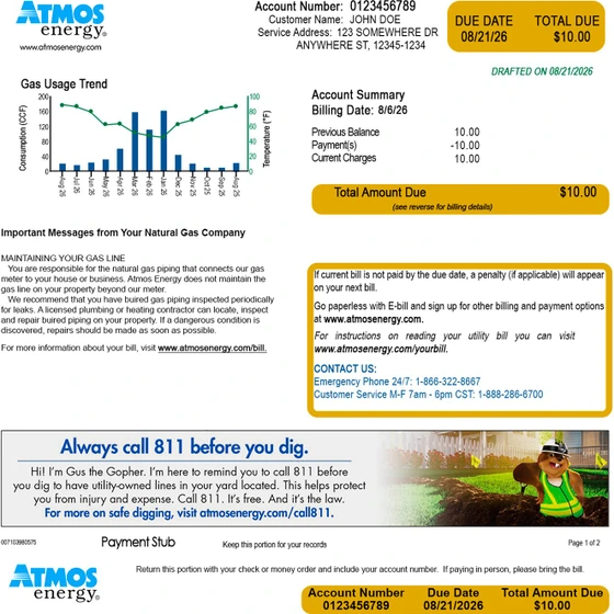 خرید و قیمت دانلود قبض Virginia Atmos Energy Bill لایه باز | ترب