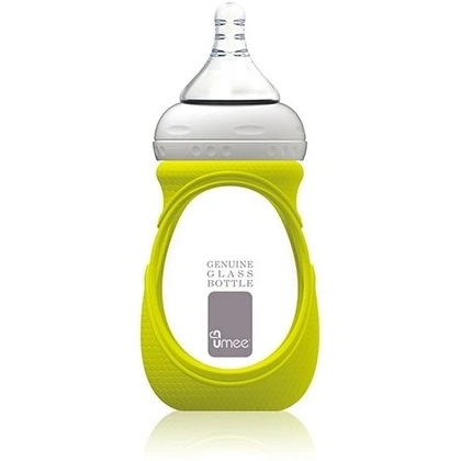 خرید و قیمت شیشه شیر شیشه ای 240 میل با کاور سیلیکونی رنگی برند Umee | ترب
