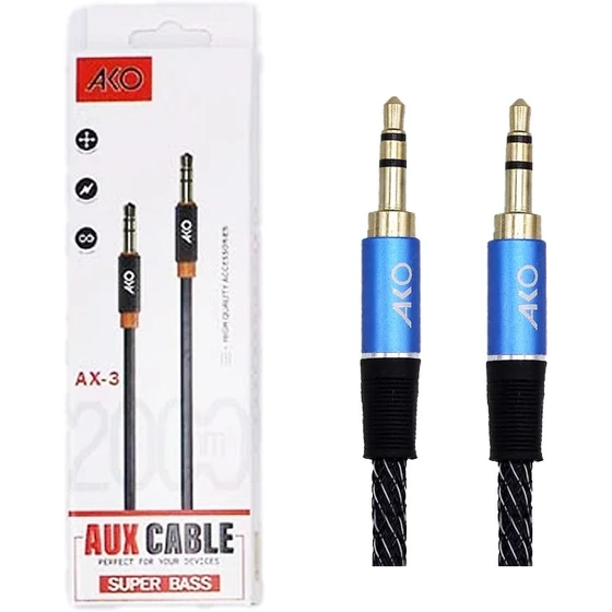 خرید و قیمت کابل Aux برند Ako مدل Ax-3 دو متری کنفی سر فلزی | ترب