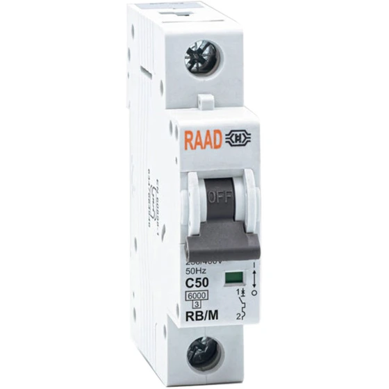 خرید و قیمت کلید مینیاتوری 1 پل 50 آمپر RB-M-1P-C50-6KA رعد | ترب