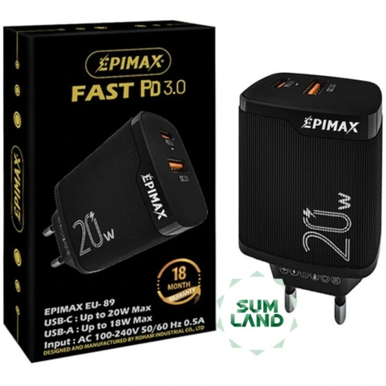 خرید و قیمت آداپتور (کلگی) شارژر سوپر فست اپیمکس EPIMAX مدل EU-89 | ترب