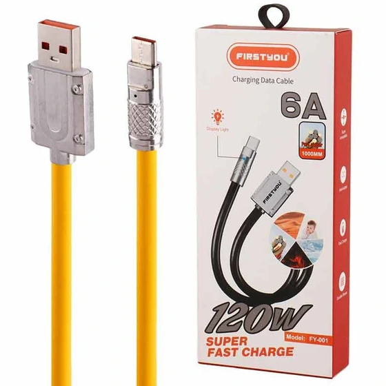 خرید و قیمت کابل تایپ سی فست شارژ Firstyou FY-001 6A 120W 1m | ترب