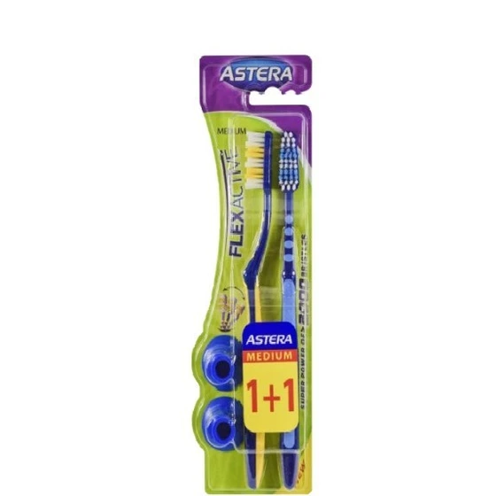 خرید و قیمت مسواک فلکس اکتیو آسترا متوسط 2 عدد ا ASTERA Toothbrush Flex Active Medium 2Pcs | ترب