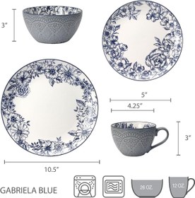Pfaltzgraff 5216941 Gabriela Blue 16 Piece Dinnerware Set Service for 4 5216941 15 20