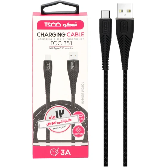 خرید و قیمت کابل تایپ سی تسکو مدل TCC351 مشکی | ترب